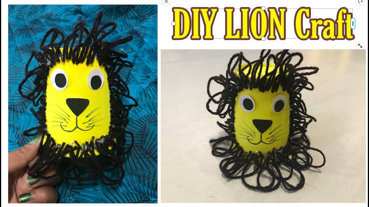 Lion craft || DIY Lion craft || How to make a Lion from thermocol glass ...