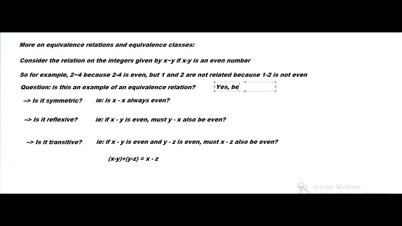 Equivalence Relations And Equivalence Classes: A First Example - Youtube