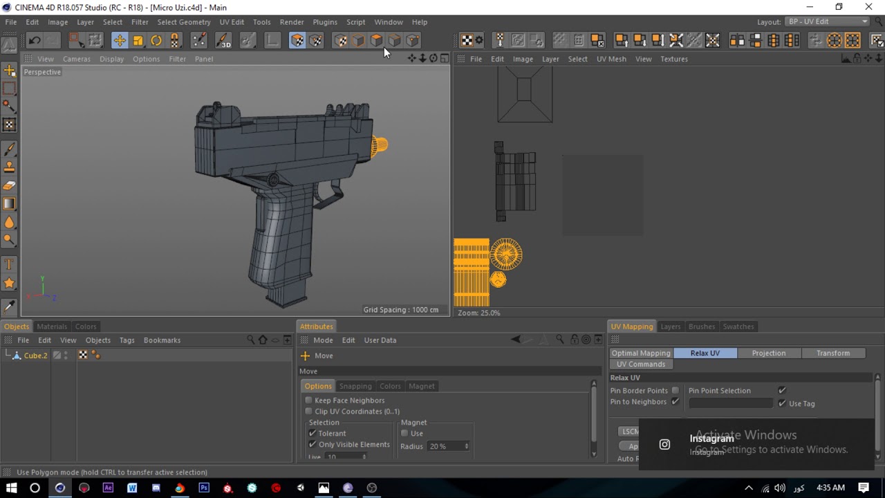 Micro Uzi Weapon:Cinema 4d UV Part3 - YouTube