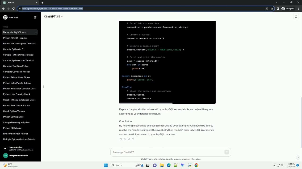 Could Not Import The Pyodbc Python Module Mysql Workbench Youtube