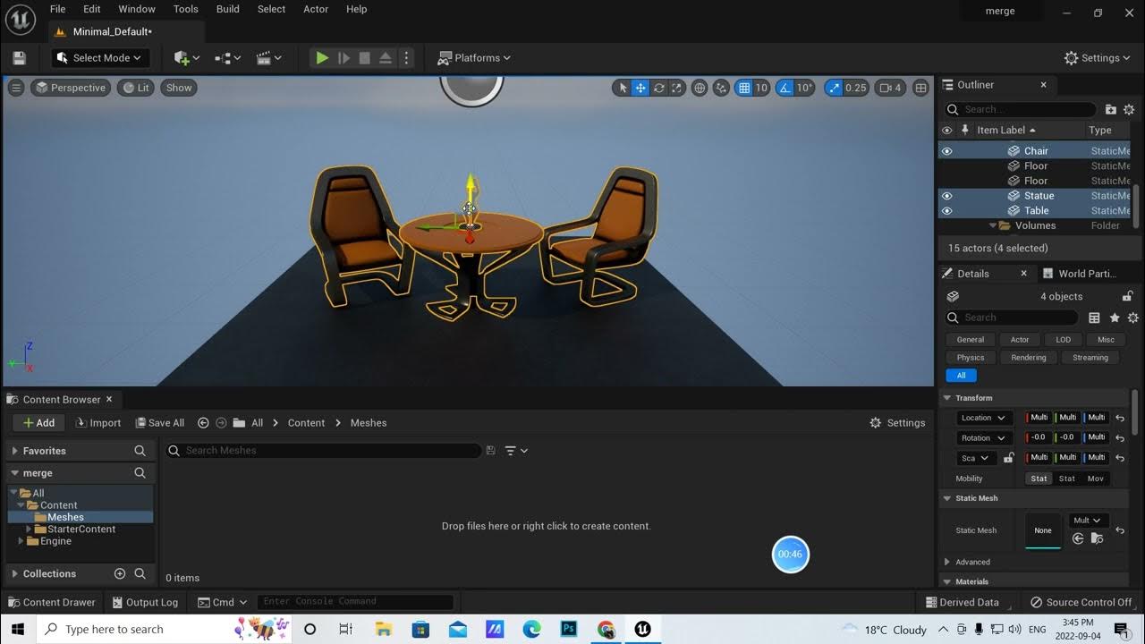 Unreal Engine 5 Chinese tutorial: merge meshes .初学者虚幻5中文教程：合并网格体 - YouTube