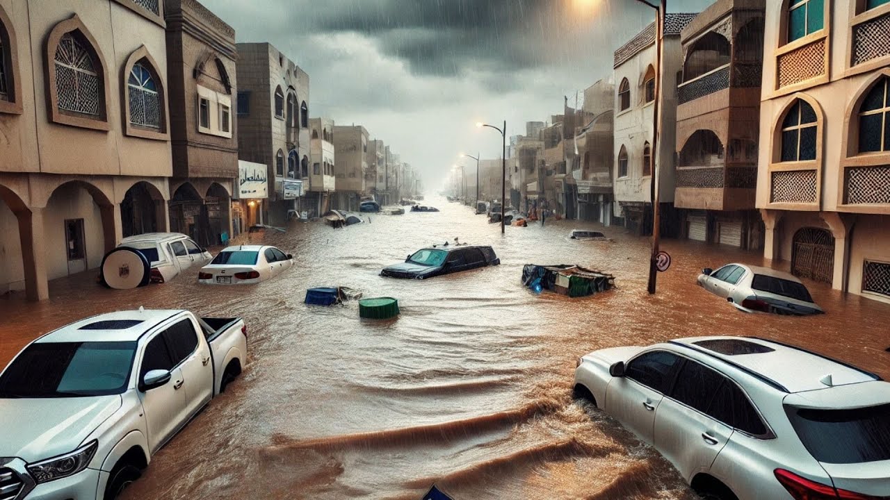 FLOOD Disaster in SAUDI ARABIA! Flash Flood in Taif Flooded Streets and ...