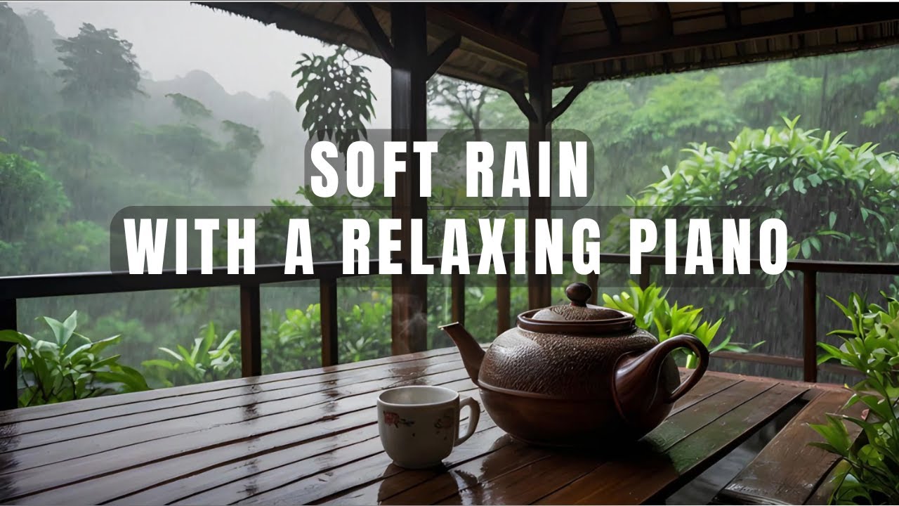 A peaceful afternoon with tea, piano music and soft rain will relax you ...