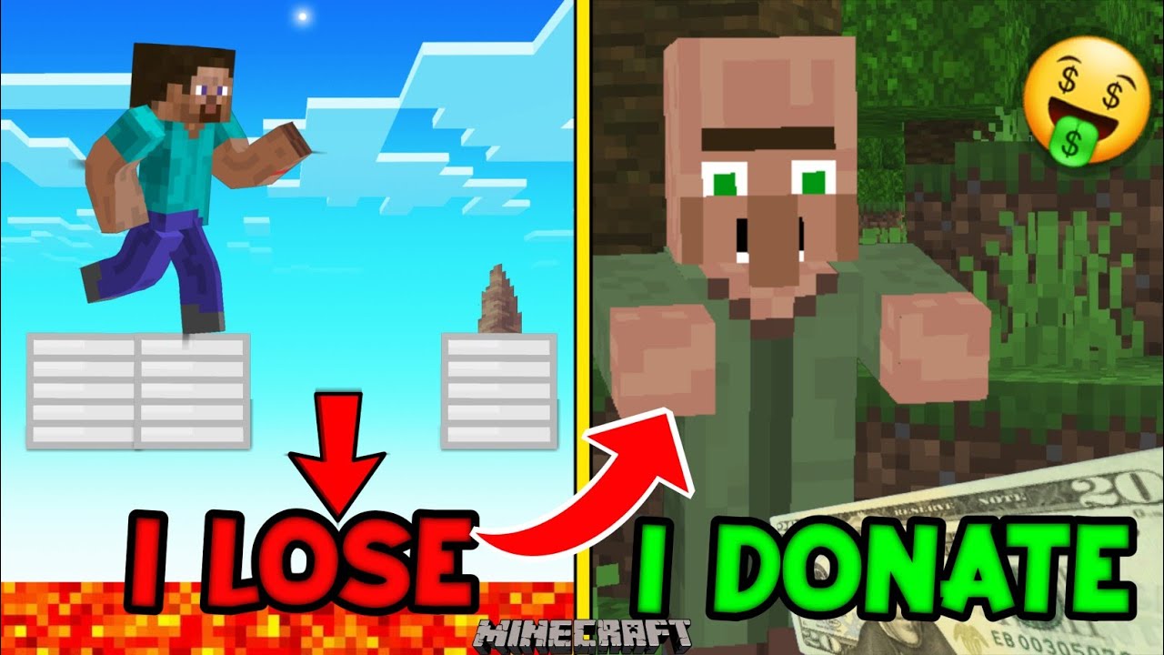 MINECRAFT BUT, IF I LOSE I HAVE TO DONATE!😭 - YouTube