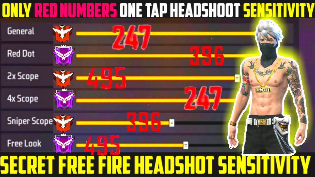 New Secret Headshot Sensitivity For All Guns|Only Red Numbers One Tap ...