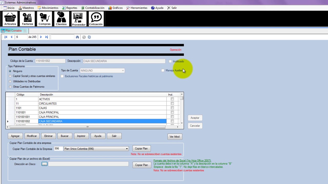 Plan Contable en Contable.Net codigo fuente - YouTube
