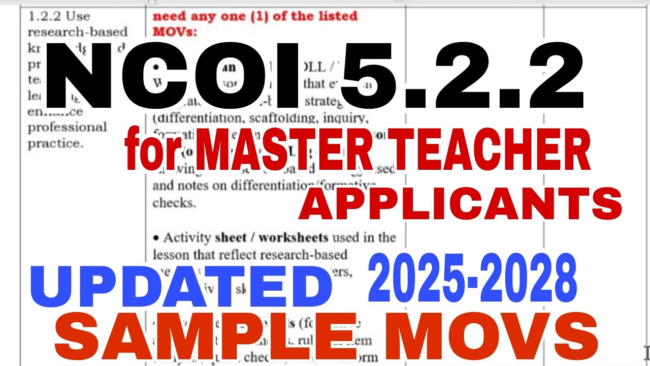 NCOI 5.2.2 for Master Teacher-1 / S.Y. 2025-2028 - YouTube