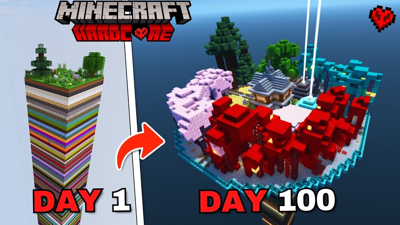 I Survived 100 Days On 100 Random Layers In Minecraft Hardcore Hindi ...