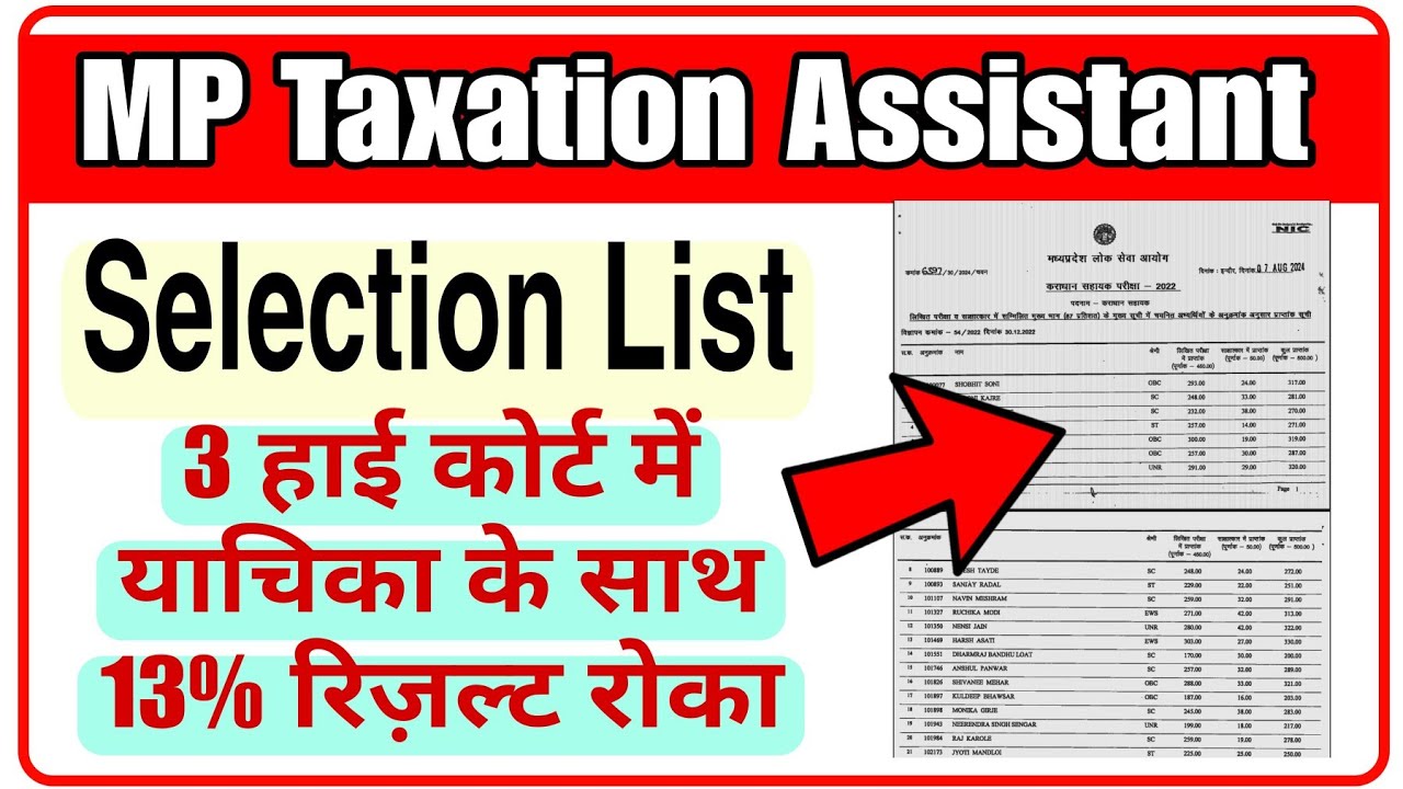 MP Taxation Assistant Selection List 2024 - YouTube