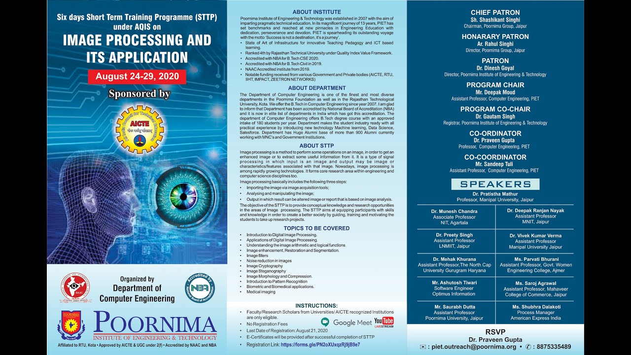 First Short Term Training Program STTP under AICTE AQIS on Image ...