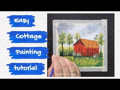 Painting The Basic Cottage In Acrylics || Easy Cottage Painting ...