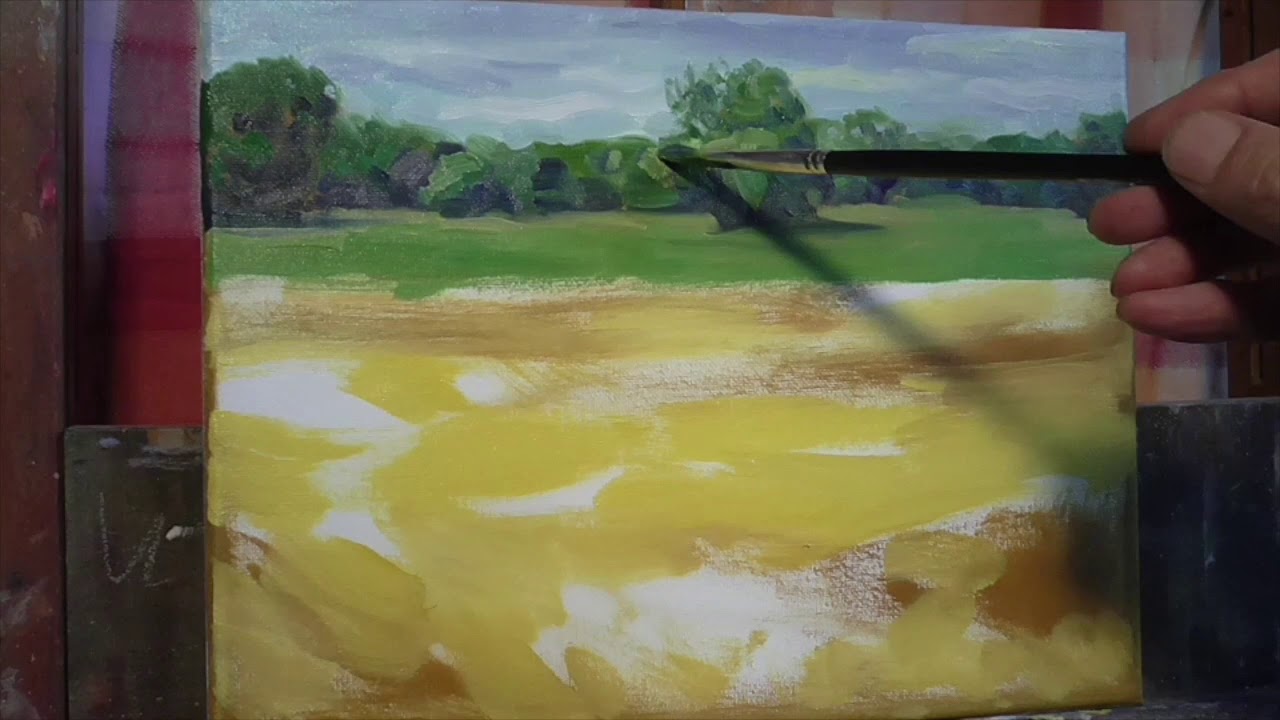 Meadow timelapse Oil Painting Demo ALLA PRIMA Landscape - YouTube
