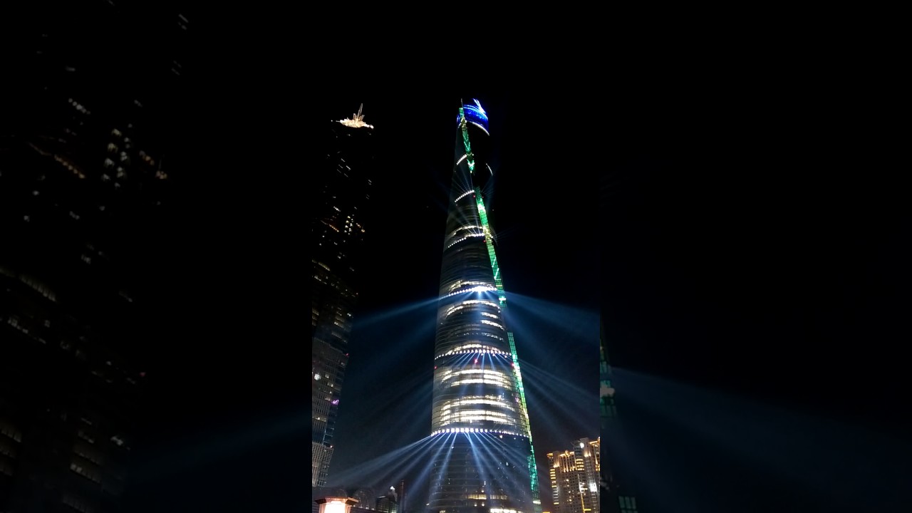 Shanghai Tower light and laser show - YouTube