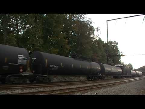 CSX C770-13, CSX Q191-13, NS 14G, CSX Q418-13 and SEPTA at Woodbourne, Pennsylvania on 10/13 ...