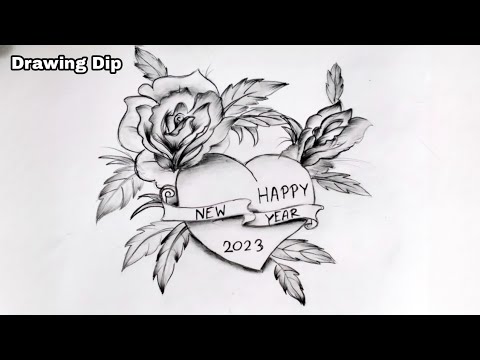 New Year Drawing || Happy New Year 2023 Drawing || Pencil Drawing Easy ...
