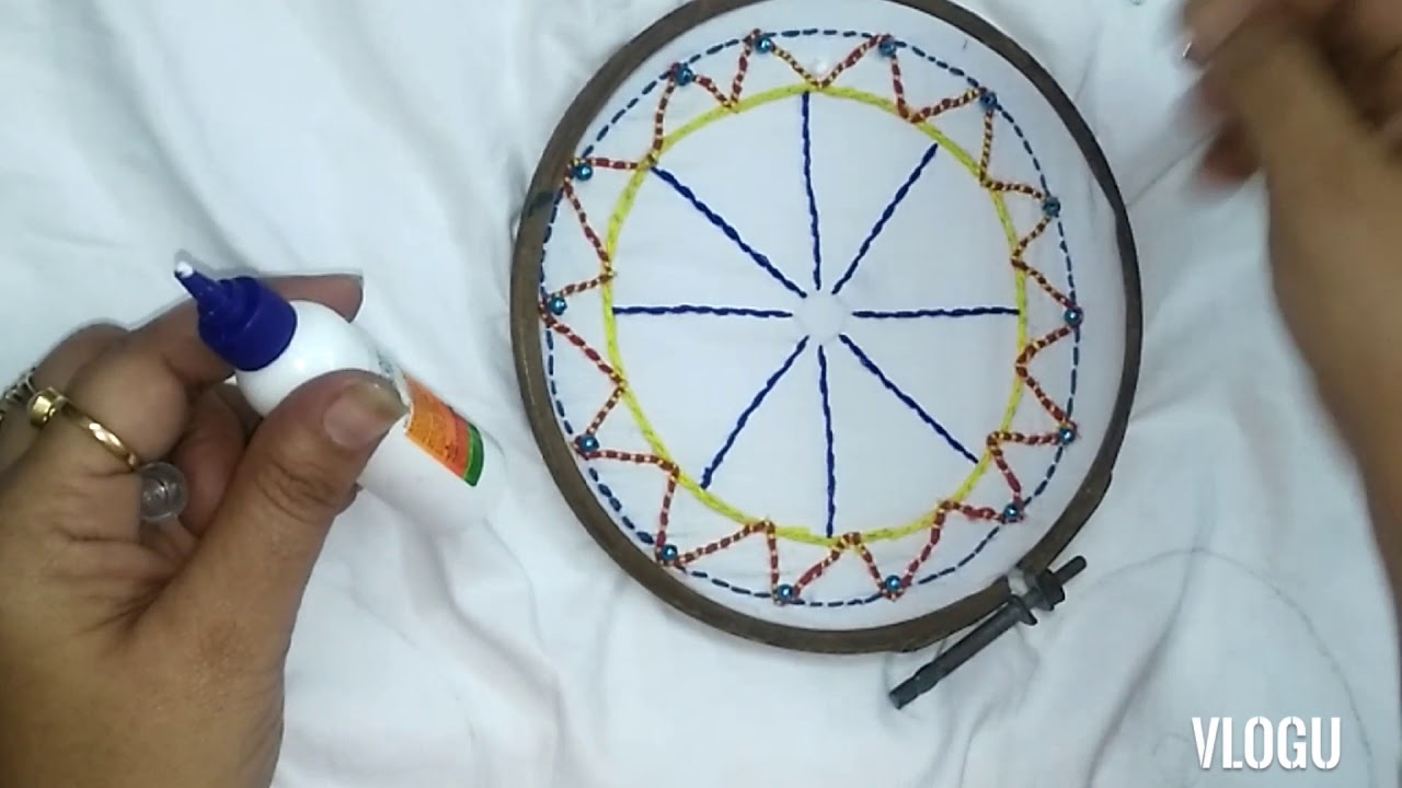 Simple Hand embroidery on sofa cushion cover - YouTube