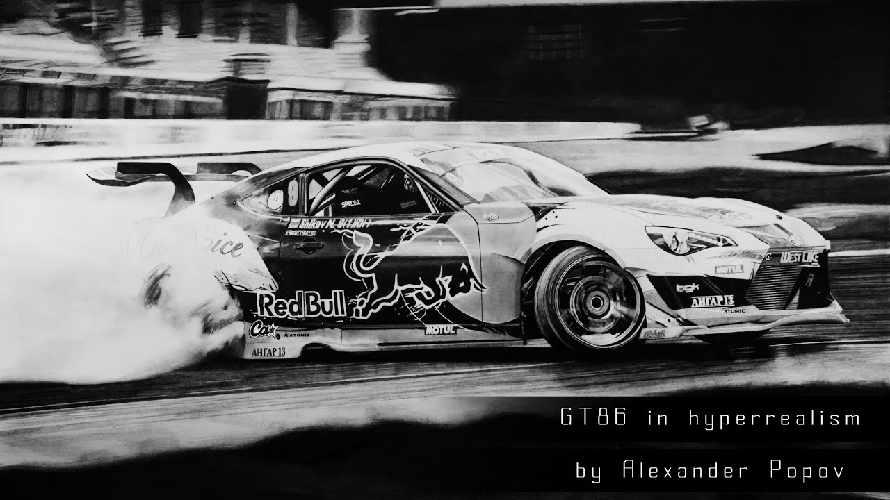 Hyperrealism drawing | Toyota gt86 | Artist Aleksander Popov - YouTube