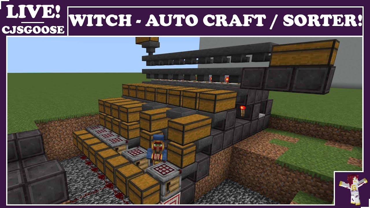 WITCH FARM - SORTING / AUTO CRAFTING| MINECRAFT SURVIVAL | Gooseville ...