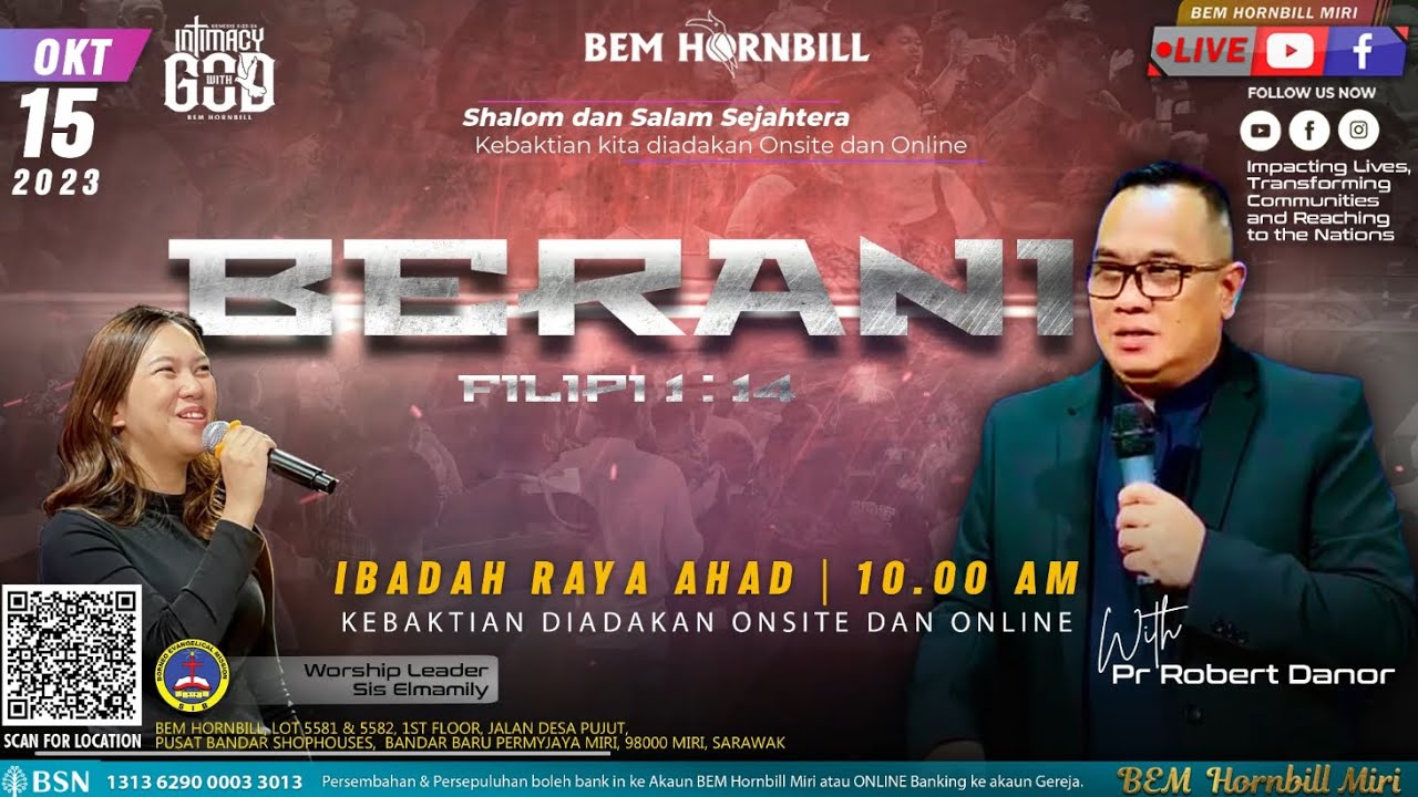 LIVE | 15-10-2023 | BERANI | FILIPI 1:14 | PR ROBERT DANOR - YouTube