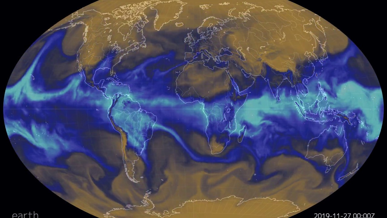 2019: global, one year time lapse of precipitable water - YouTube