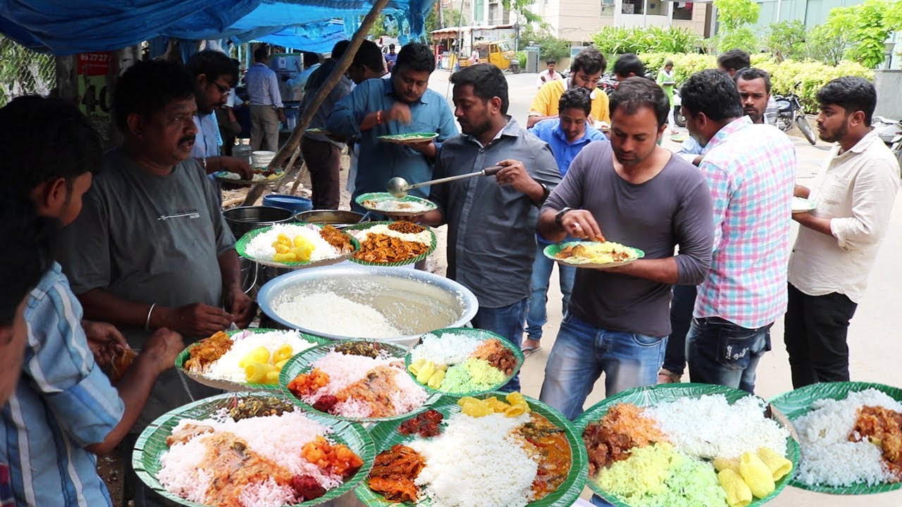 Best Hard worker Selling Veg Meals | 6 Veg Varieties @ 60 Rs Only | Egg ...