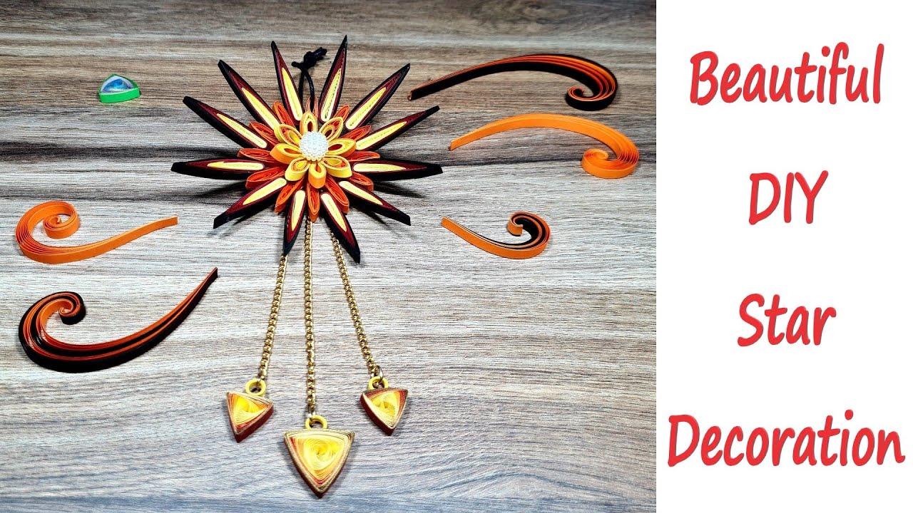 Make a beautiful star wall decoration with paper quilling - Easy DIY ...