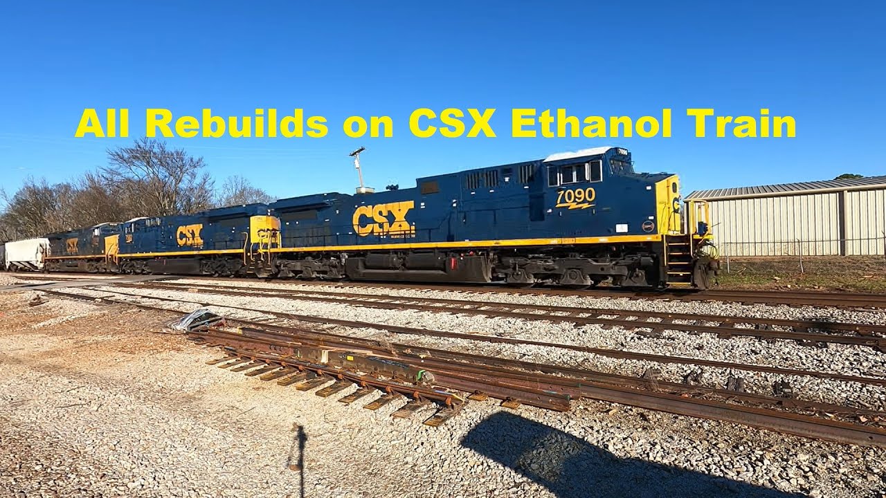 GE Rebuild Trio on CSX Unit Ethanol Train B795 - 7090, 7582, 7018 - YouTube