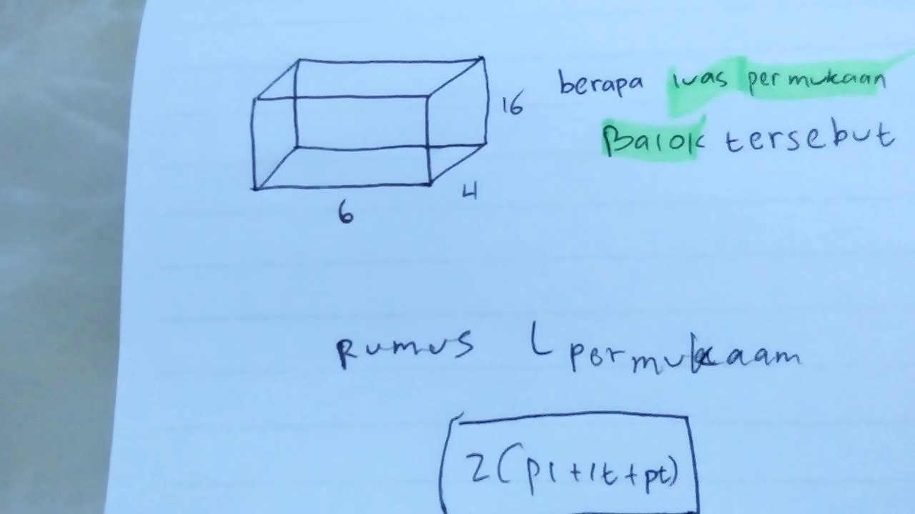 mtk mencari Volume & Luas Permukaan Balok - YouTube