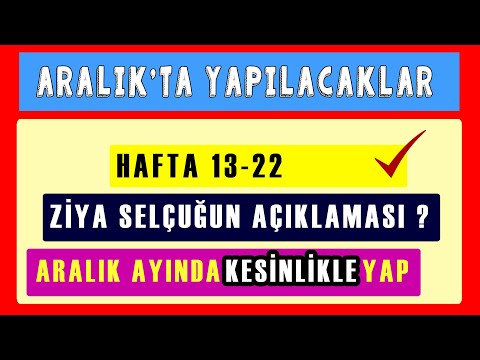 Ziya Selçuk'un Açıklaması | ARALIK AYINDA KESİNLİKLE YAPMALISIN! | Kamp Hafta 13-22