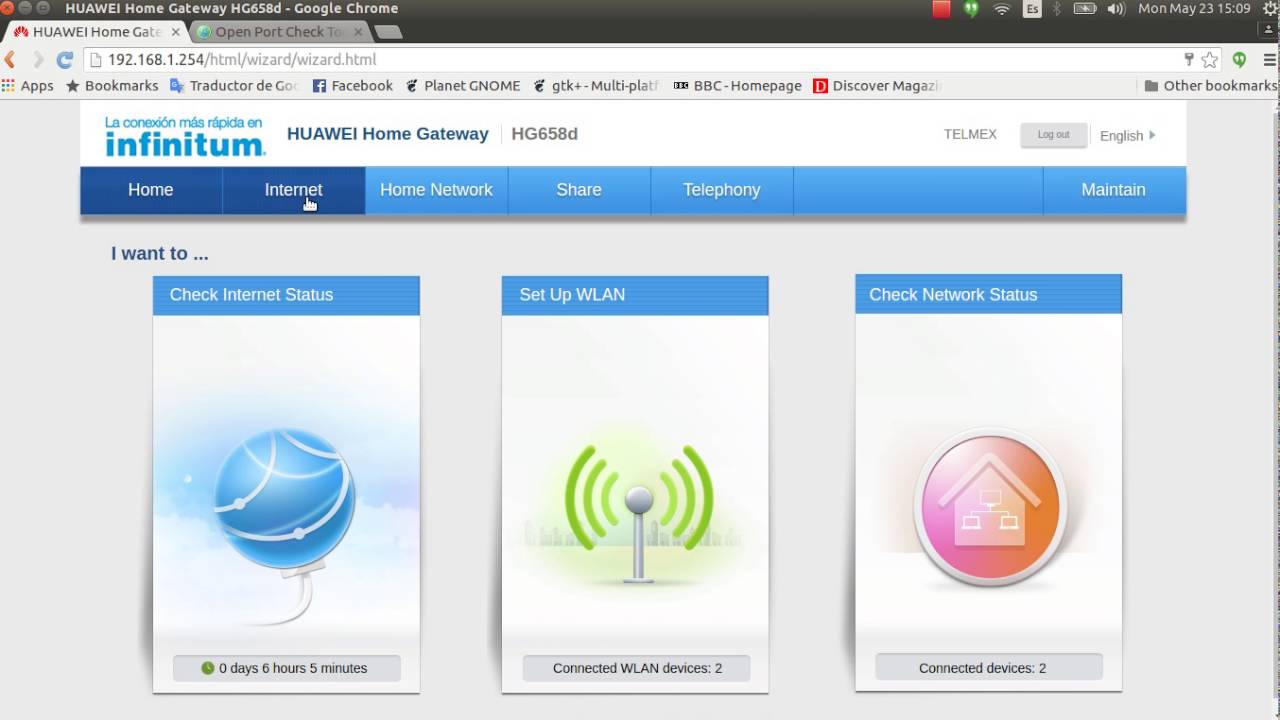 Abrir puerto en modem Huawei HG658d Telmex - YouTube