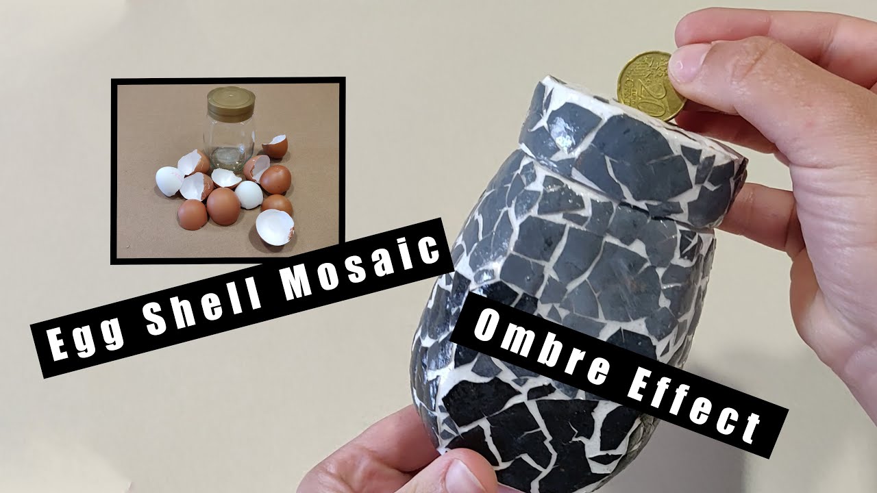 How to make egg shell mosaic ombre effect || Best out of waste - YouTube
