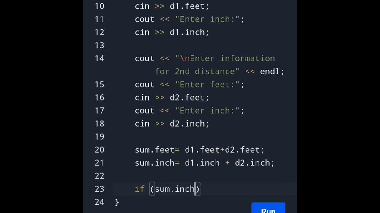 C++ Program to Add Two Distances System Using Structures ⚡ #education #programming #shorts - YouTube