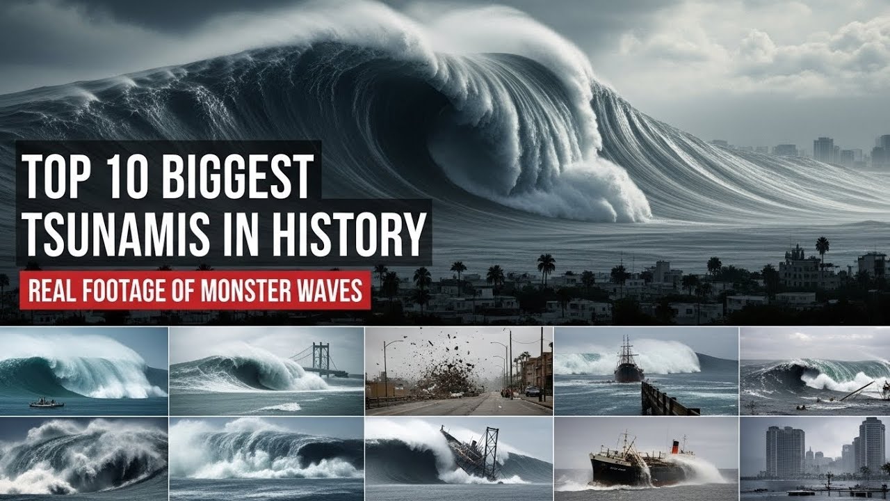 Top 10 Biggest Tsunamis in History | Real Footage of Monster Waves ...