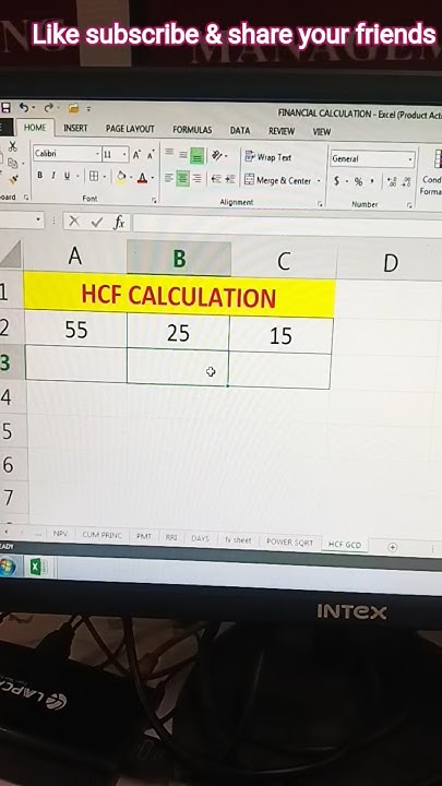 Ms Excel HCF Calculation#excel #formula #shortsfeed #newshorts #viralshort #shorts # ...