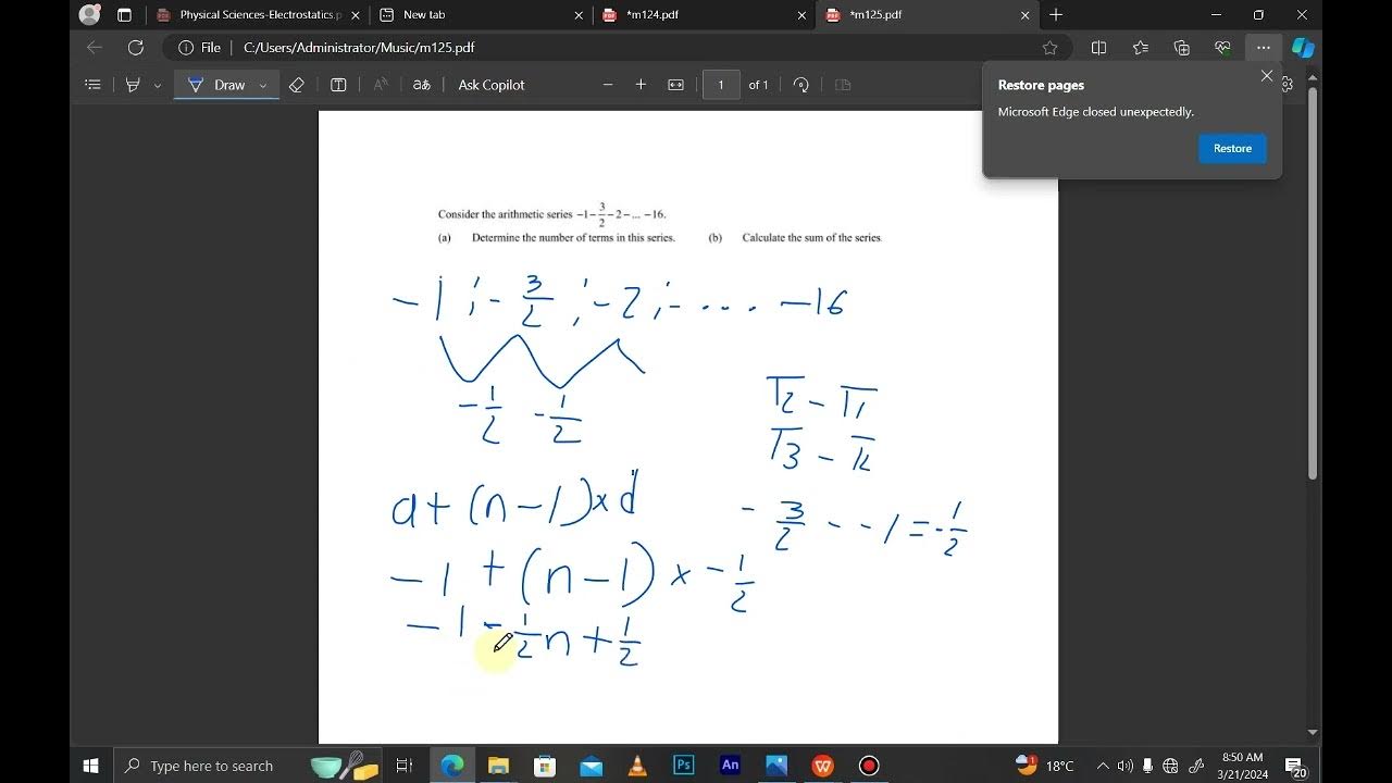 Sum of arithmetic series grade 12 - YouTube