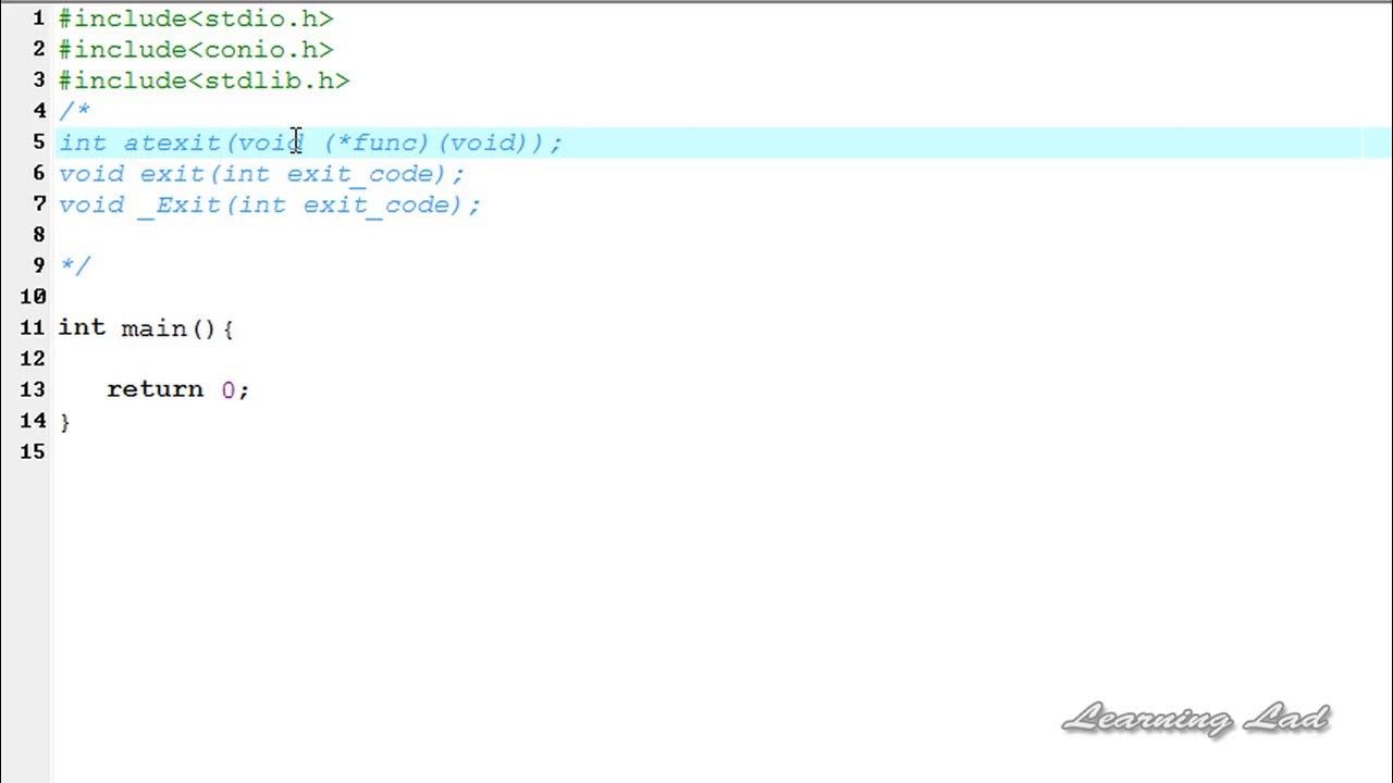 98- C Programming language video Tutorials for Beginner's - exit(), atexit(), _exit() Function ...
