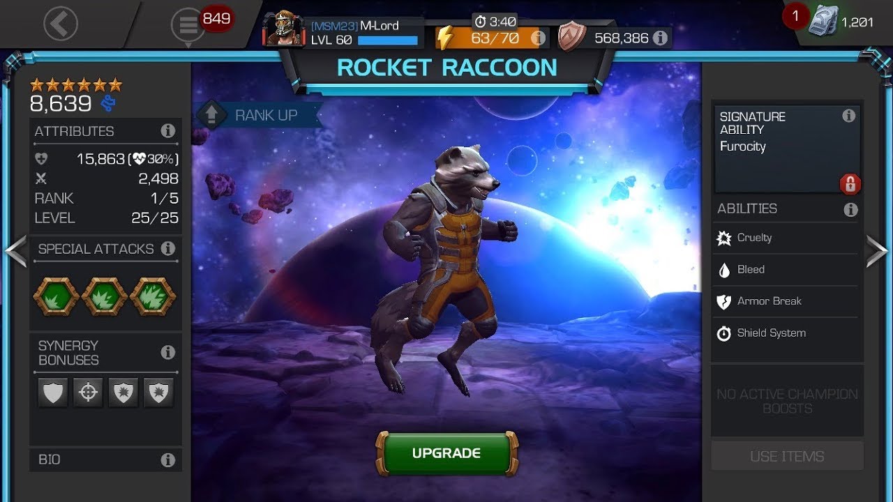 Rocket raccoon damage against Emma Frost mcoc - YouTube