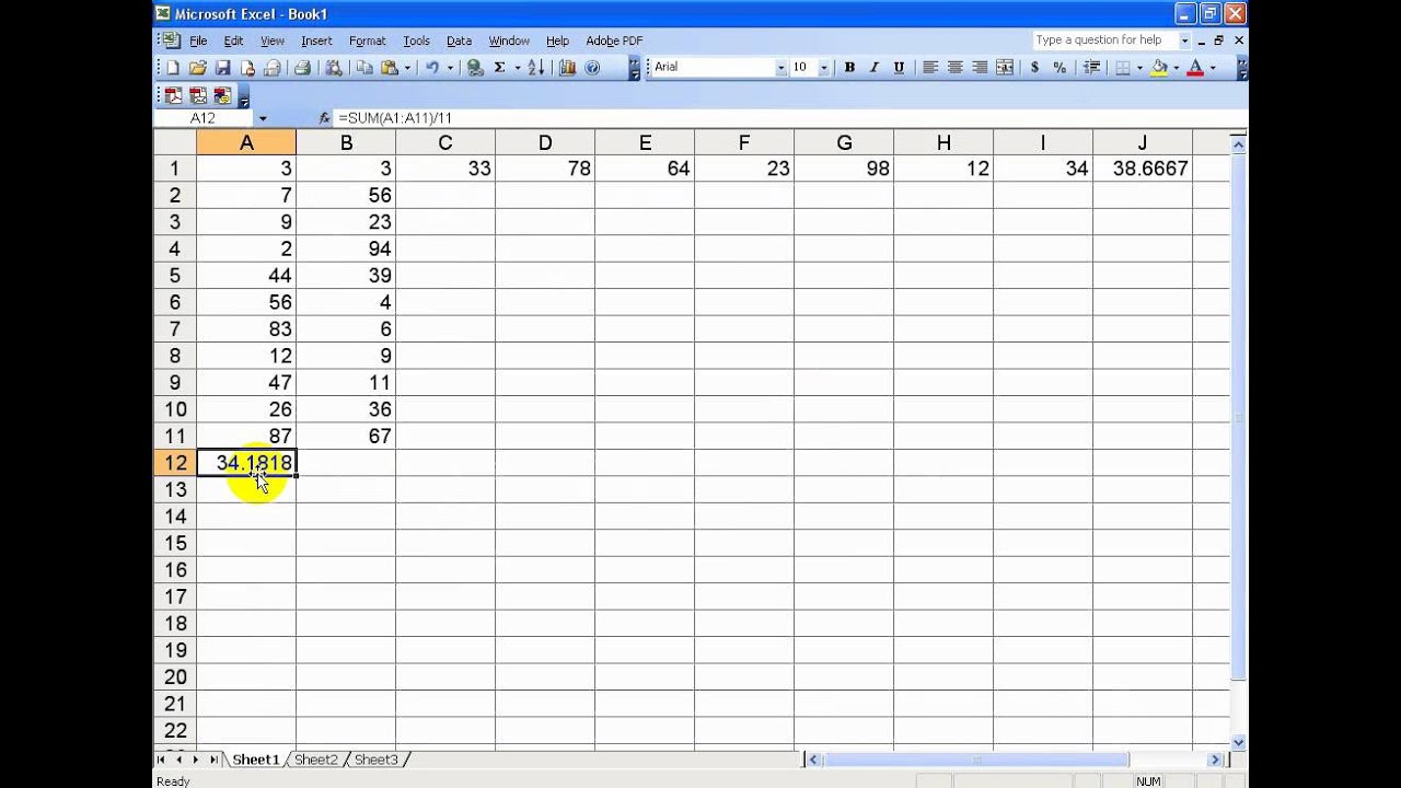How To Sum And Average In Excel 2003 YouTube How To Sum And Average In Excel 2003 YouTube