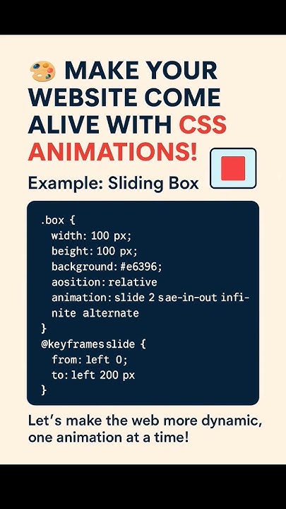 CSS Animation Sliding Box #css #techshorts #frontenddevelopment #programming #developerlife ...