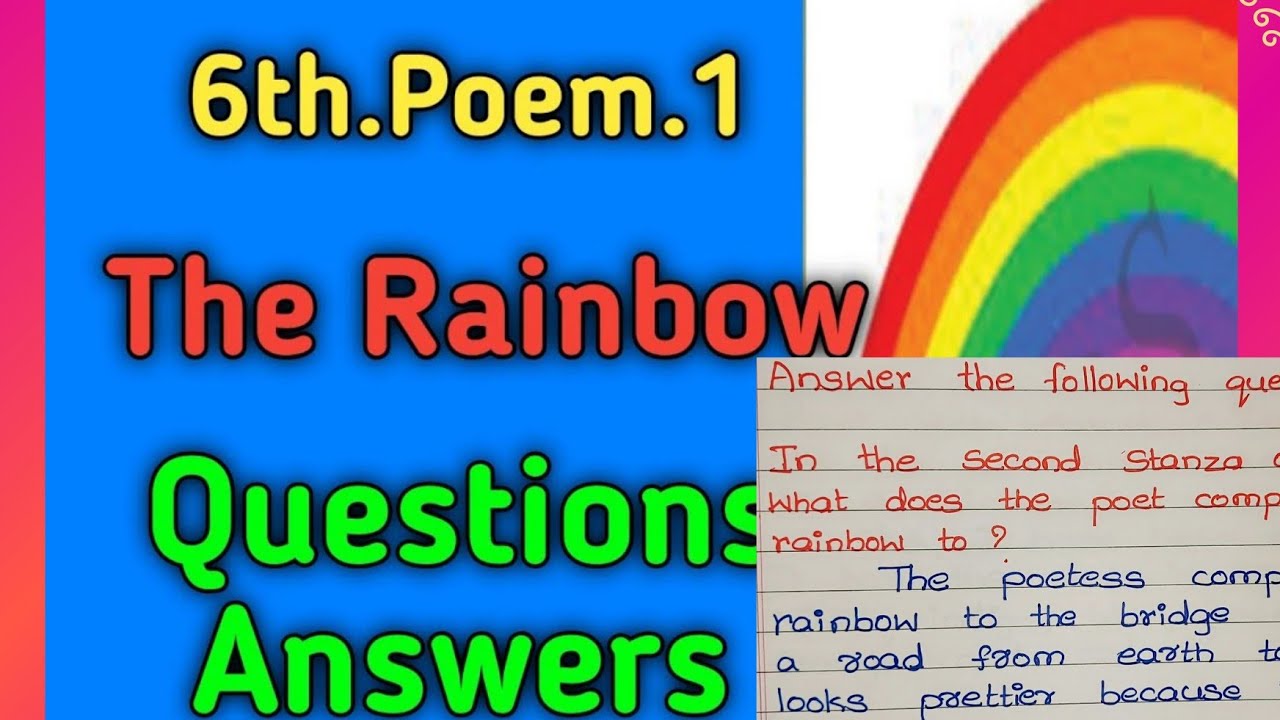6th Standard English POEM RAINBOW Question Answer | 6th Class English ...