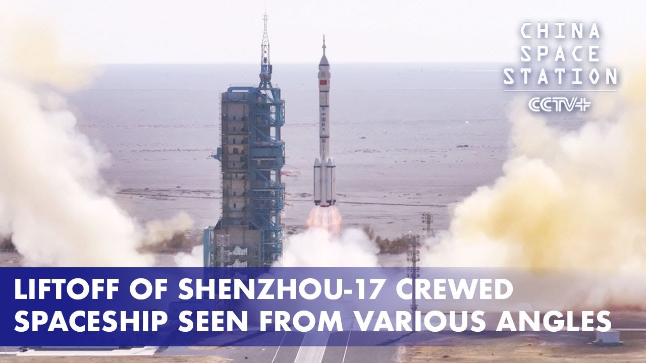 Liftoff of Shenzhou-17 Crewed Spaceship Seen from Various Angles - YouTube