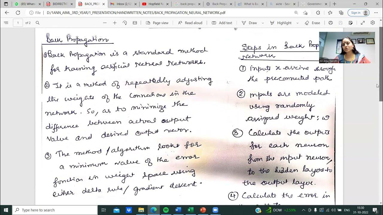 Supervised and Unsupervised Networks back propagation 2 - YouTube