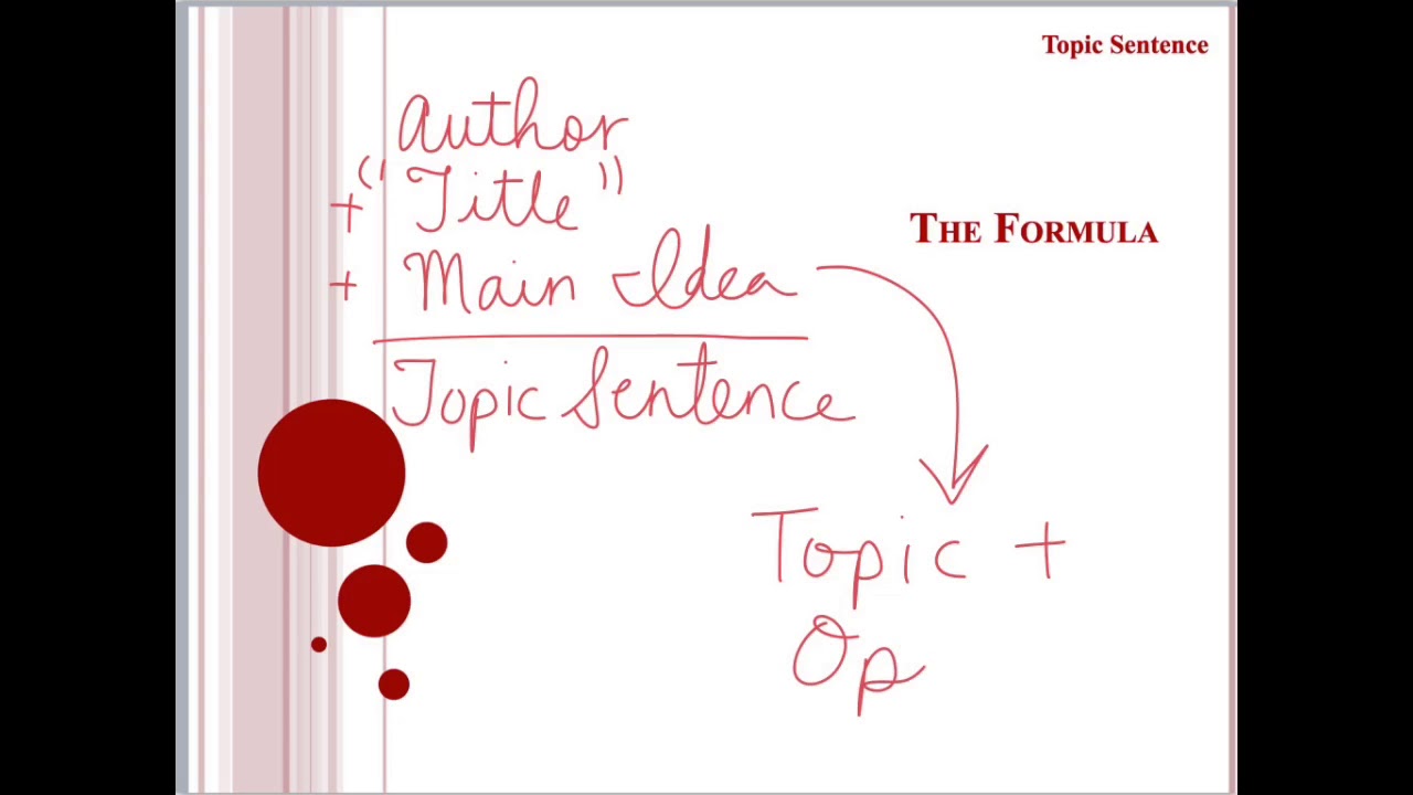 Writing a Summary Part I: Topic Sentences - YouTube