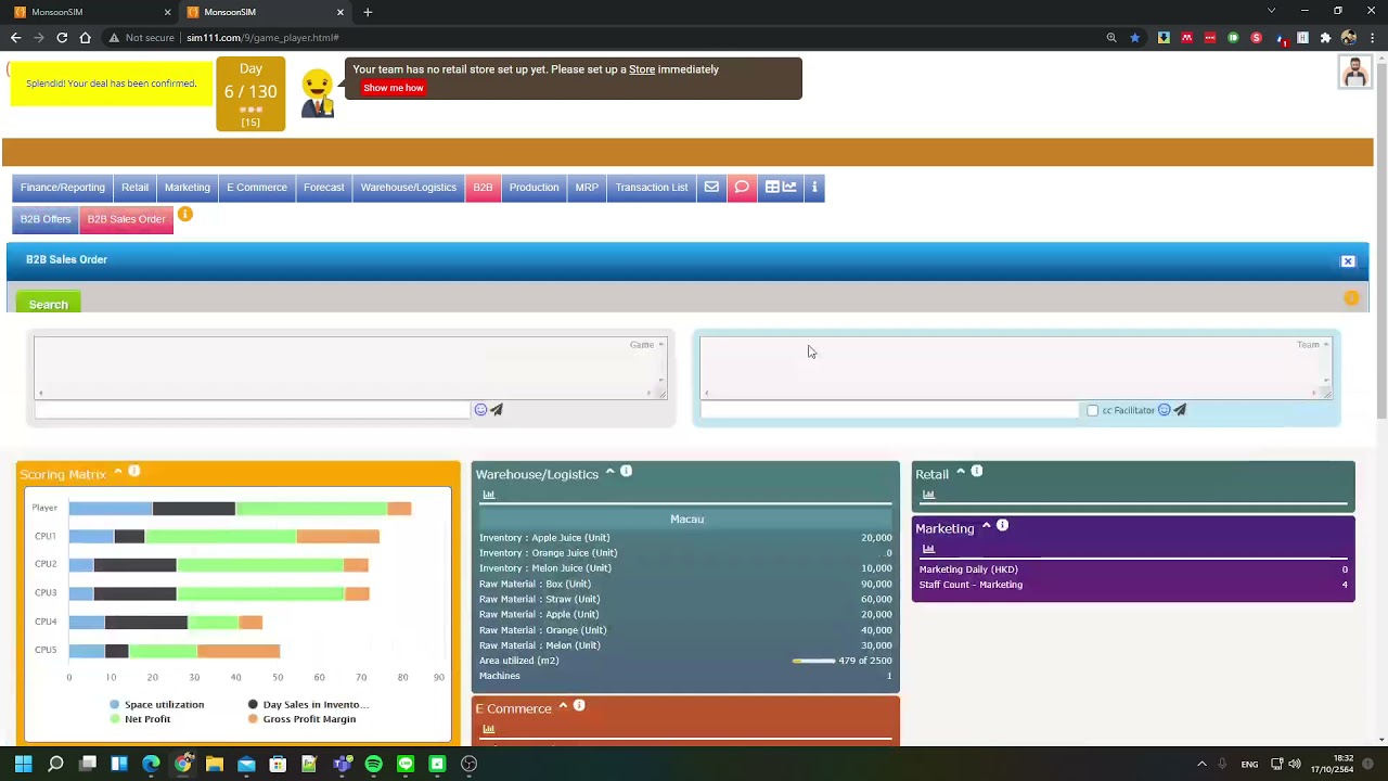 วิธีการใช้งาน Production, B2B, E-commerce Modules ใน MonsoonSim - YouTube