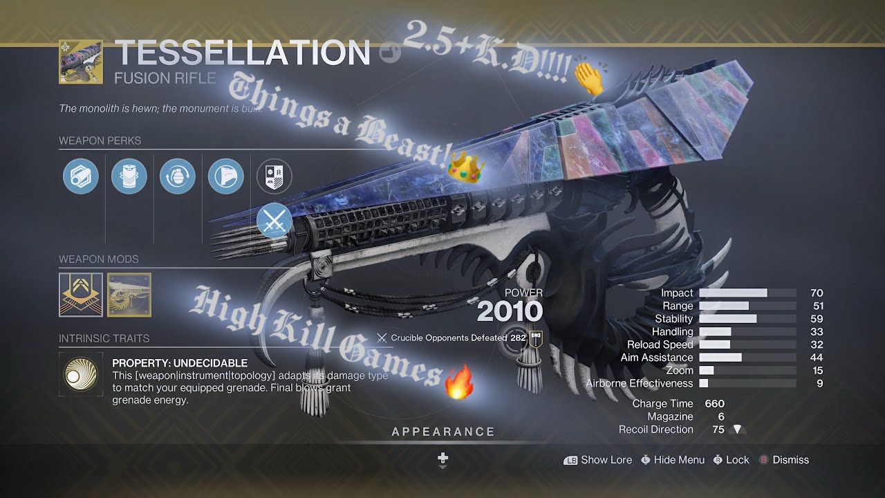 TESSELLATION Is S-TIER!!👏🔥-High Kill/K.D Tessellation Destiny 2 ...