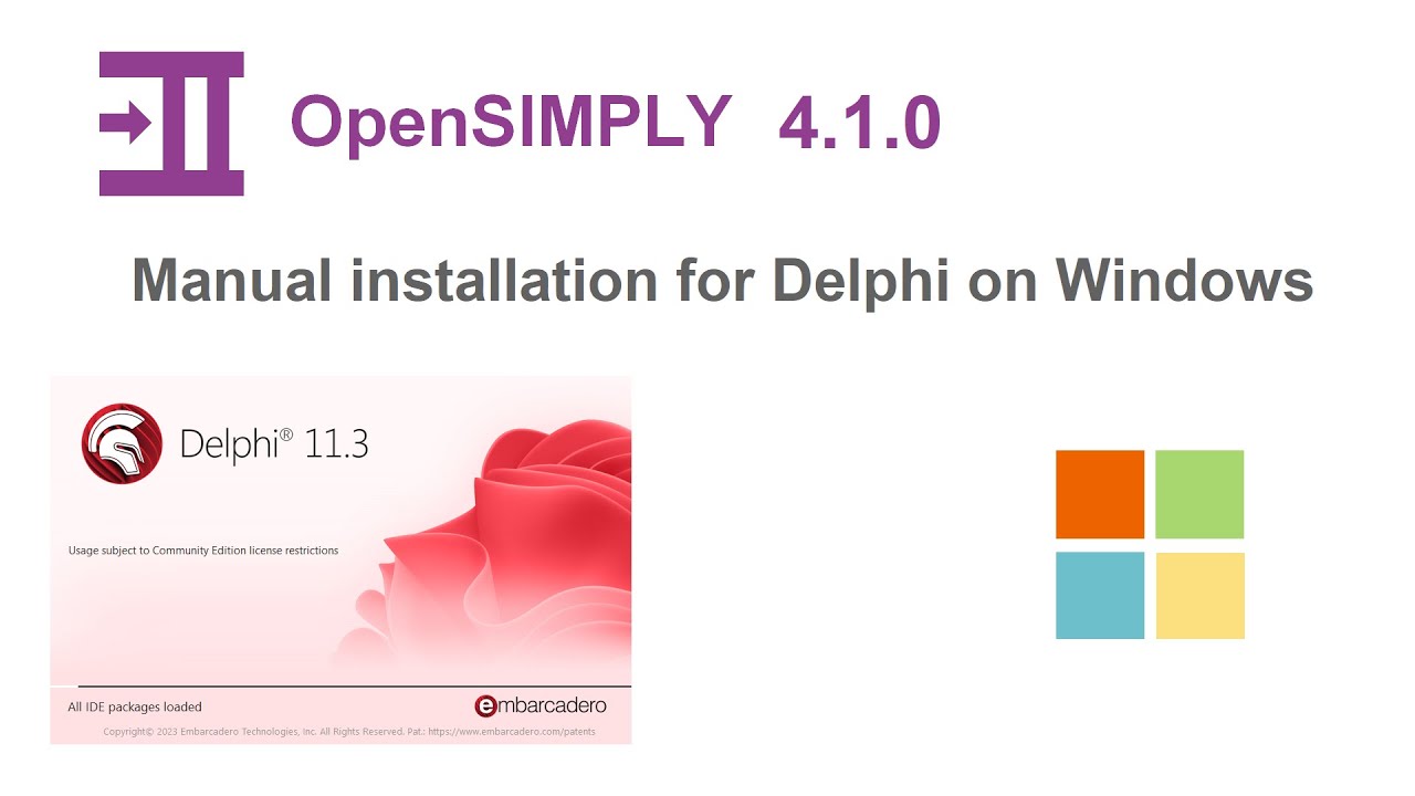 Manual installation of OpenSIMPLY for Delphi on Windows - YouTube