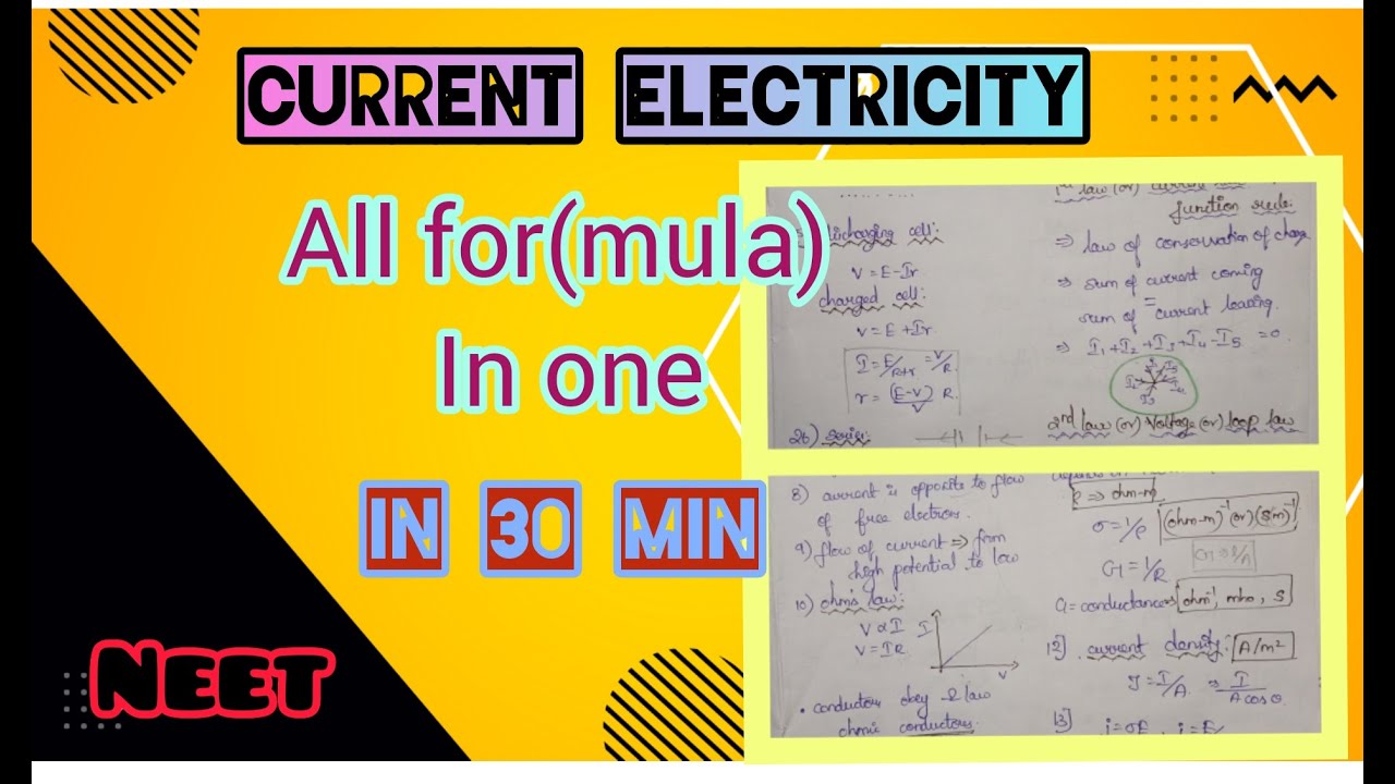 Important formulas/ current electricity/ neet / physics/ tamil - YouTube