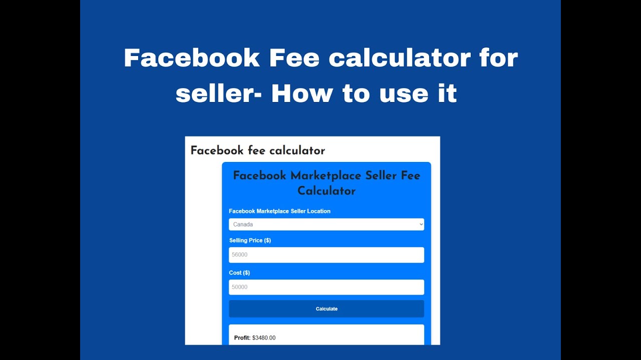 Facebook Fee calculator for seller- How to use it - YouTube