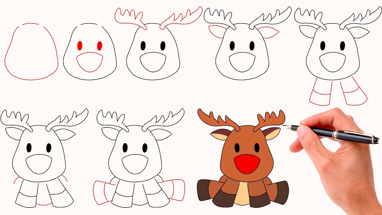 Comment dessiner Rudolph | Dessins de Noël - YouTube
