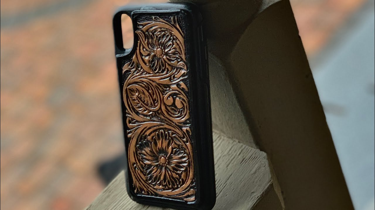 How to make a tooled leather phone case back - YouTube